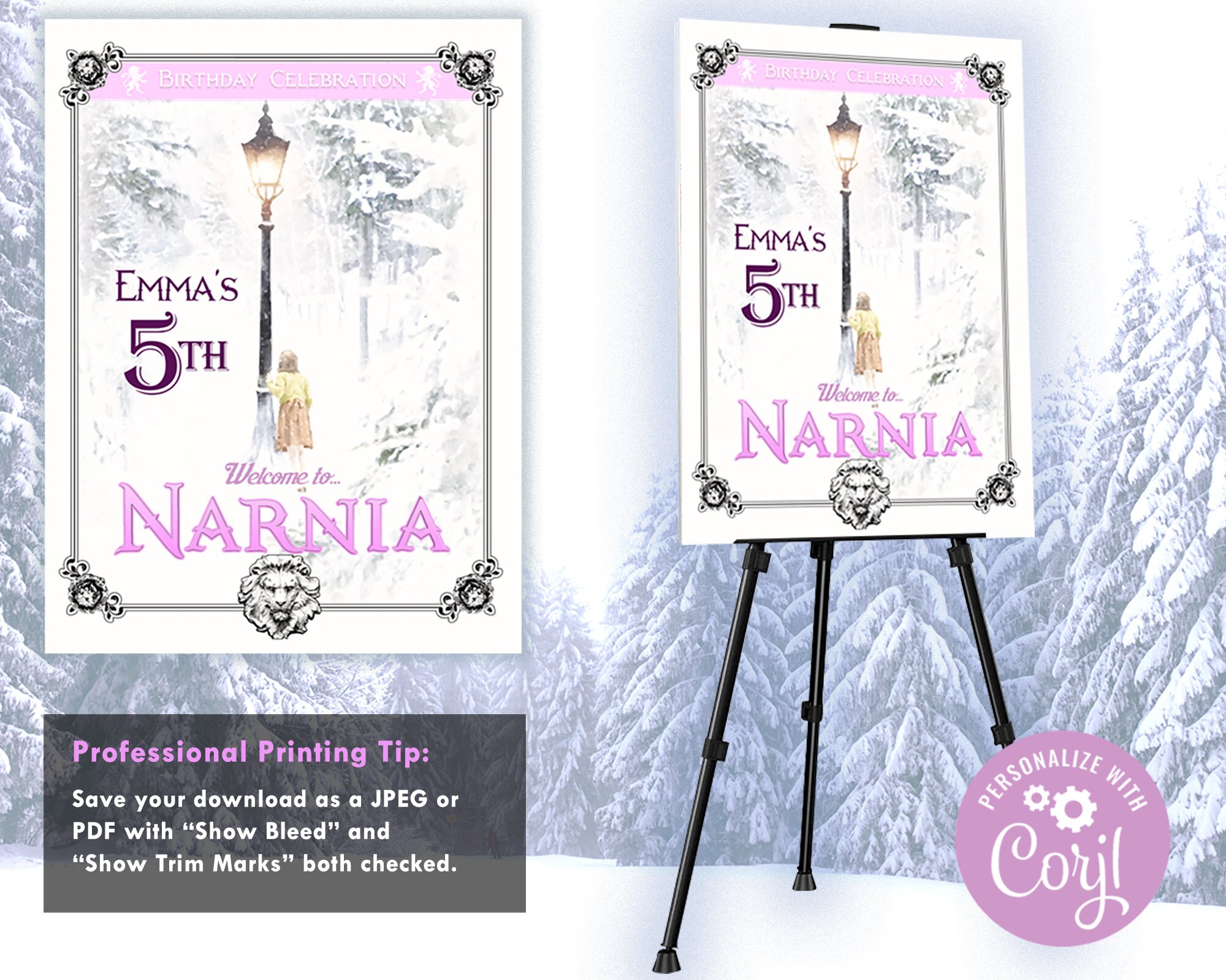 EDITABLE Narnia Birthday Party Welcome Sign Template, Narnia Party ...