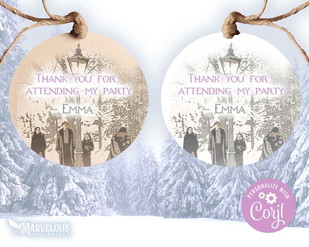 Narnia Birthday Party Circle Tag EDITABLE Template, Narnia Circle Tag ...