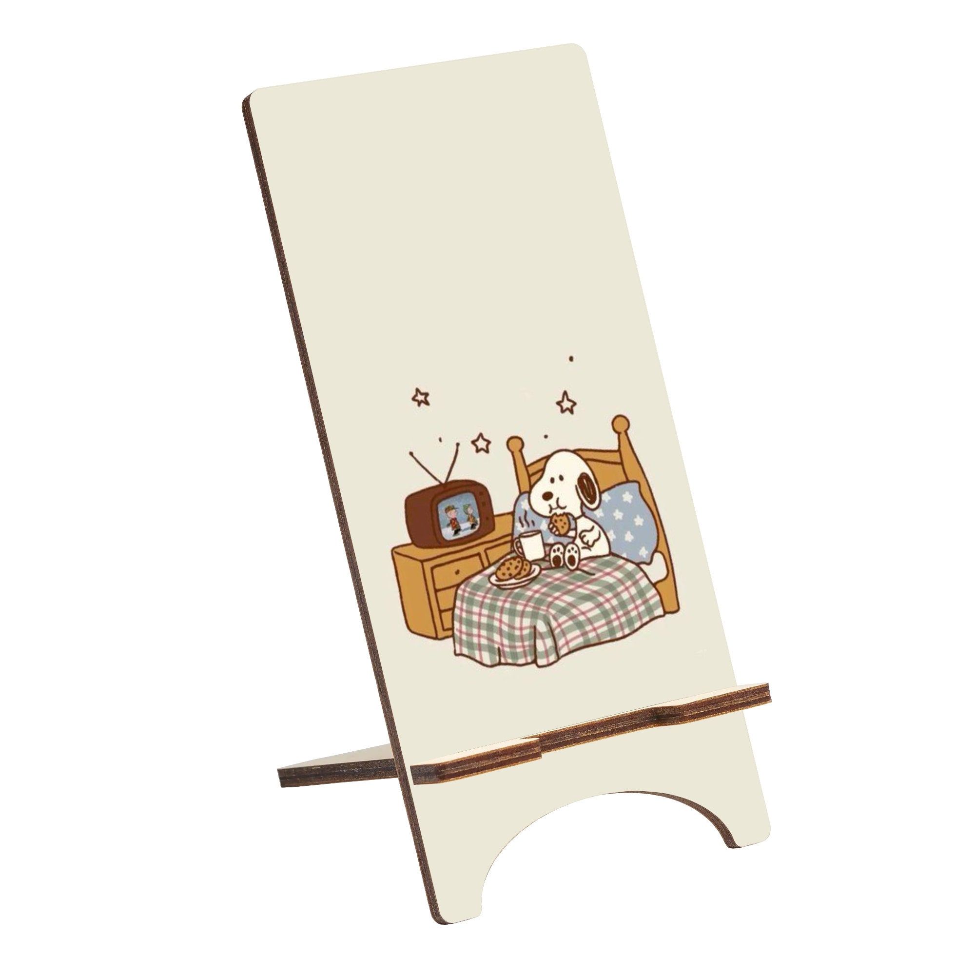 Snoopy Minimalism Wood Phone Stand, Funny Cartoon Comic Holder, Gift ...