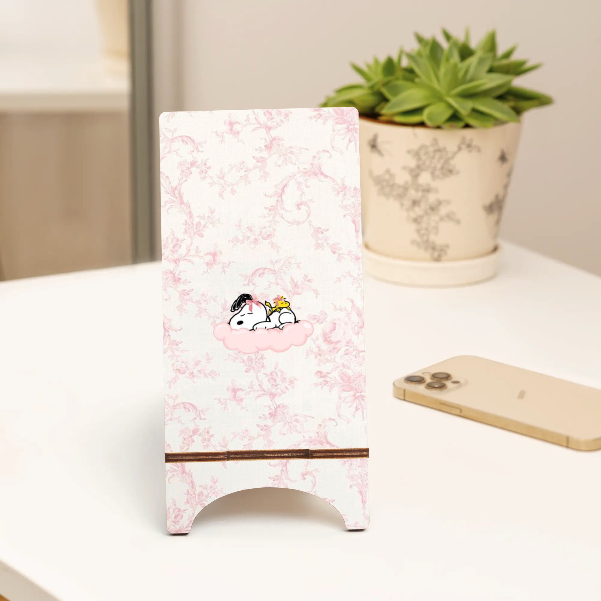 Snoopy Minimalism Wood Phone Stand, Funny Cartoon Comic Holder, Gift ...
