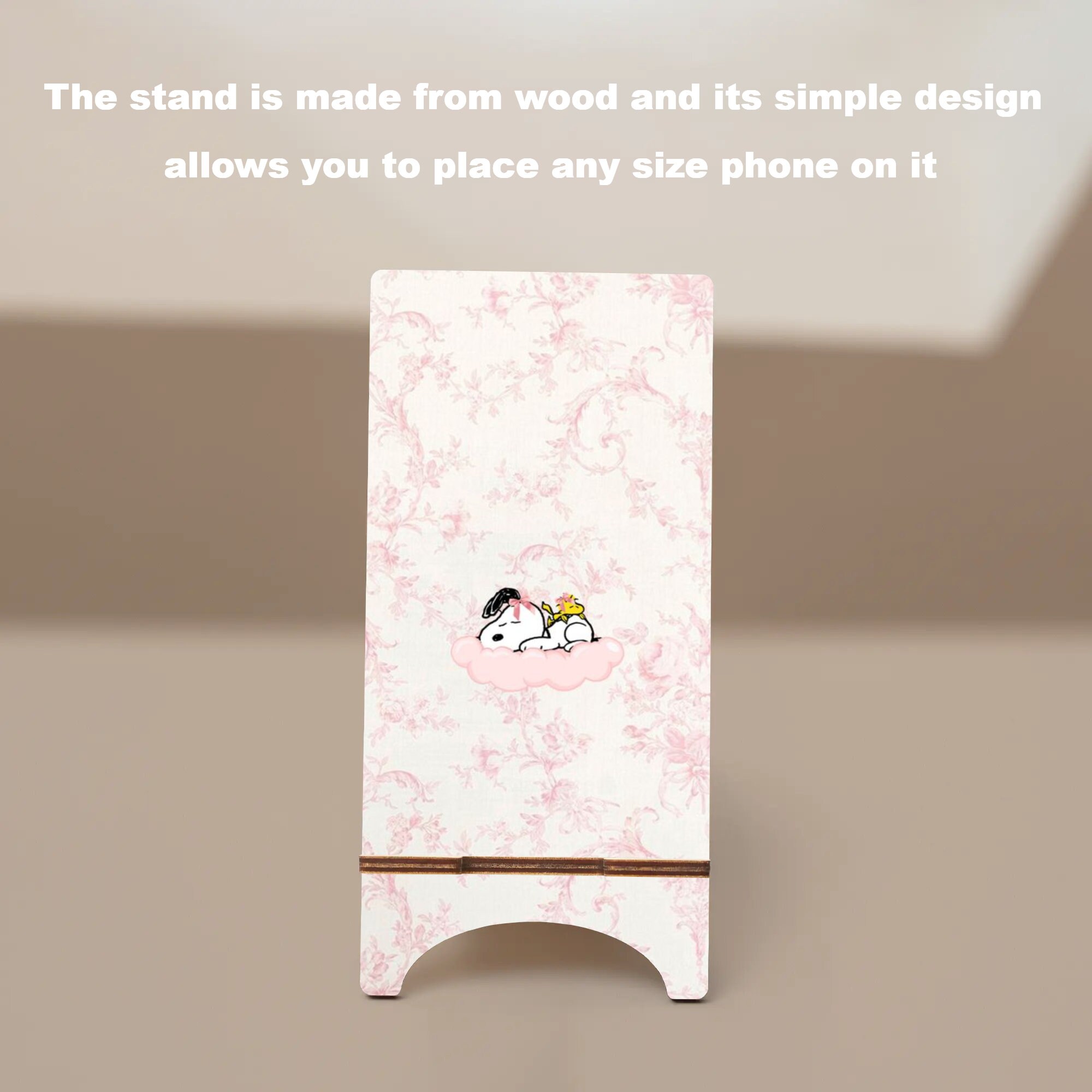 Snoopy Minimalism Wood Phone Stand, Funny Cartoon Comic Holder, Gift ...