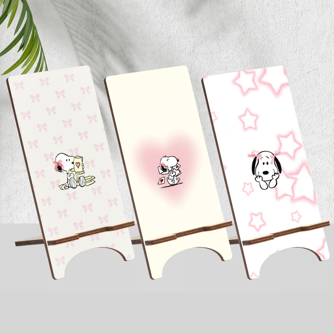Snoopy Minimalism Wood Phone Stand, Funny Cartoon Comic Holder, Gift ...