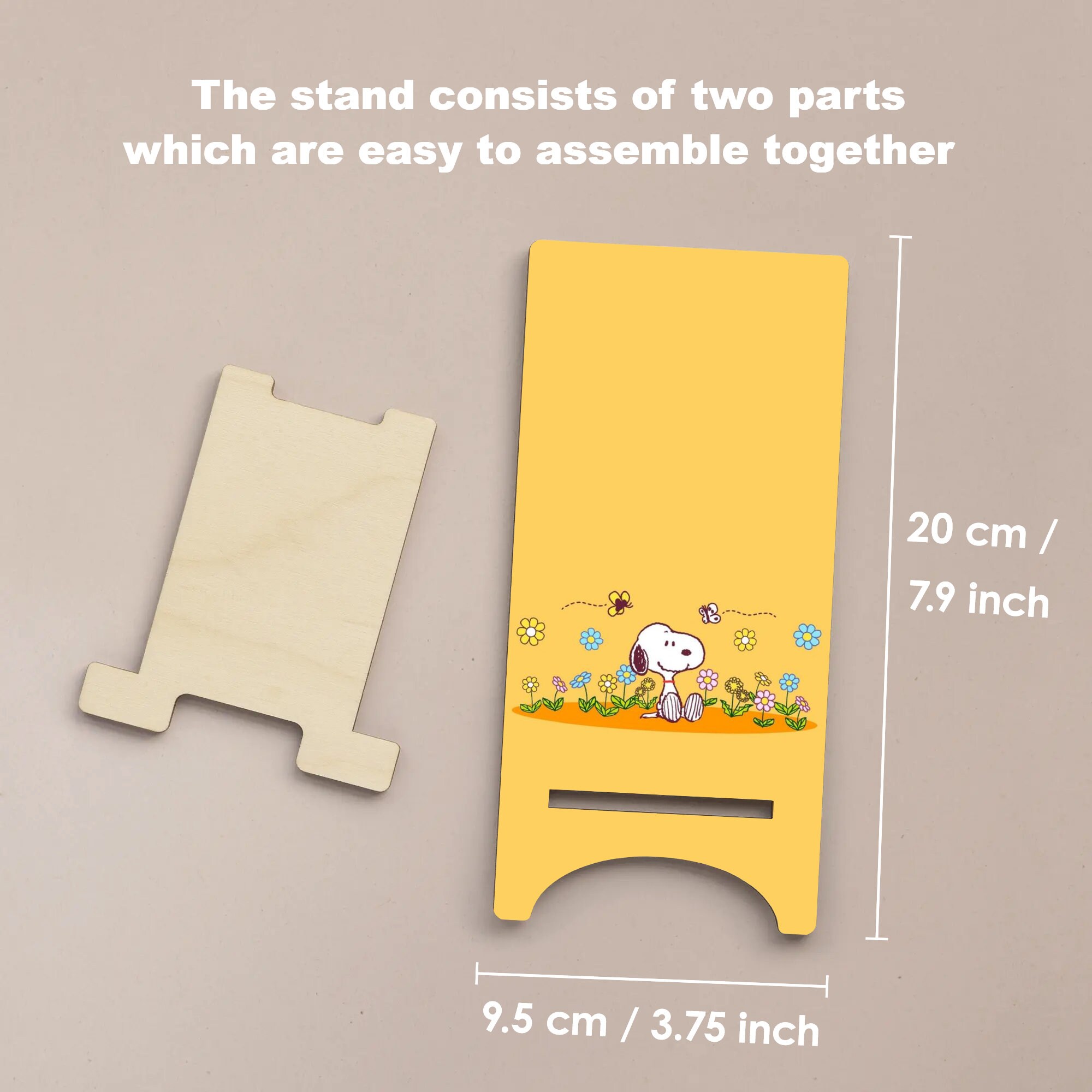 Snoopy Minimalism Wood Phone Stand, Funny Cartoon Comic Holder, Gift ...