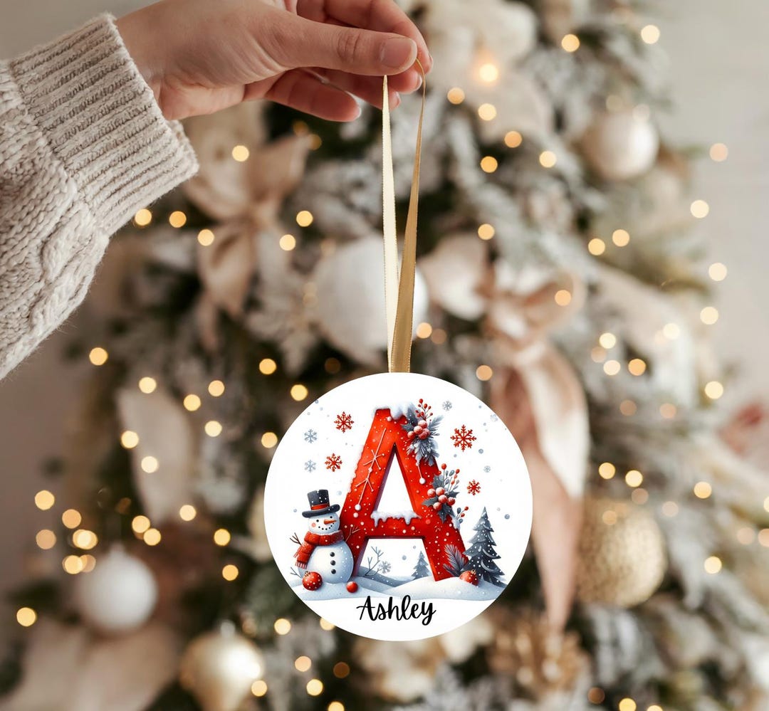 Personalized Ceramic Christmas Ornament: Monogram Holiday Decor - Etsy