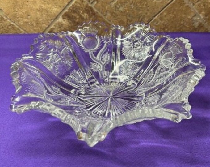Beautiful Vintage EAPG Paneled Thistle* Flared Wavy Serving Bowl #1 ...