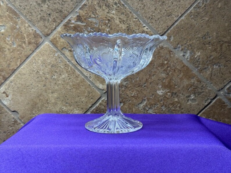 An EAPG Clear, Crystal Glass Compote in the Panelled Thistle Pattern ...
