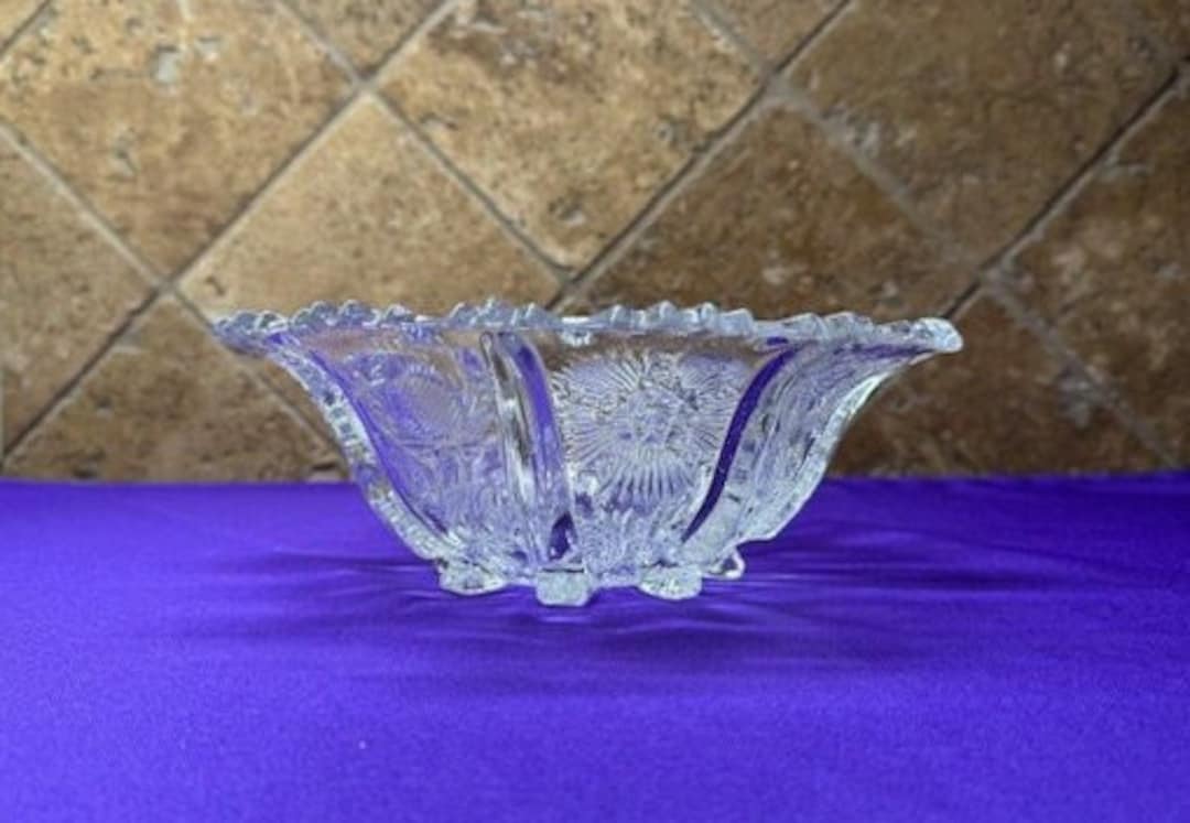 Vintage EAPG Panelled Thistle Crystal Glass Bowl 2 With Slight Flare ...