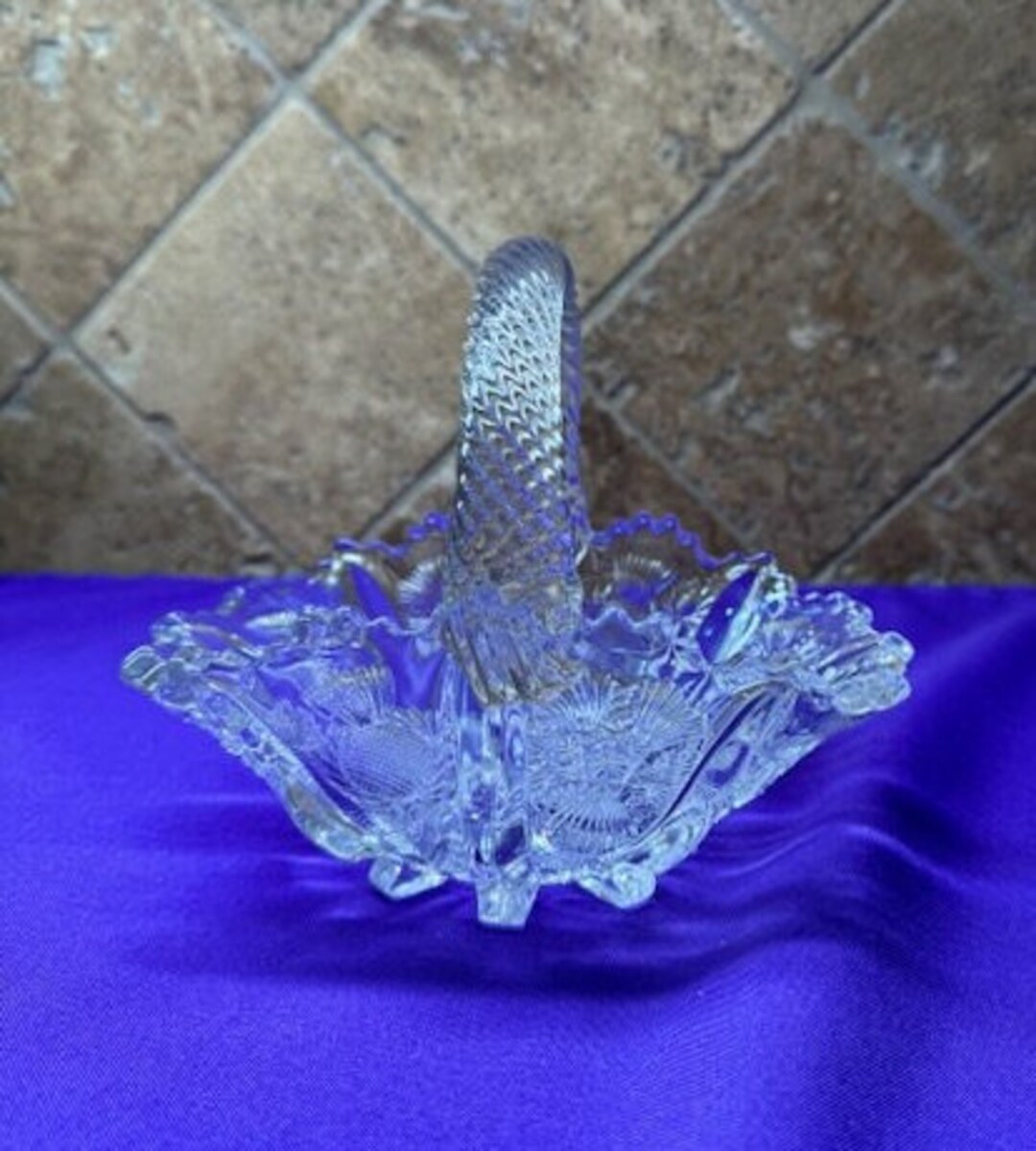 Pretty EAPG Paneled Thistle* Basket in Clear Crystal Glass That ...