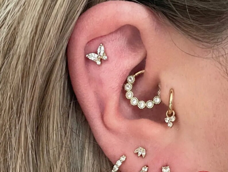 Hanan Stackable Sterling Silver Gold Plated Stud Earring - Etsy UK