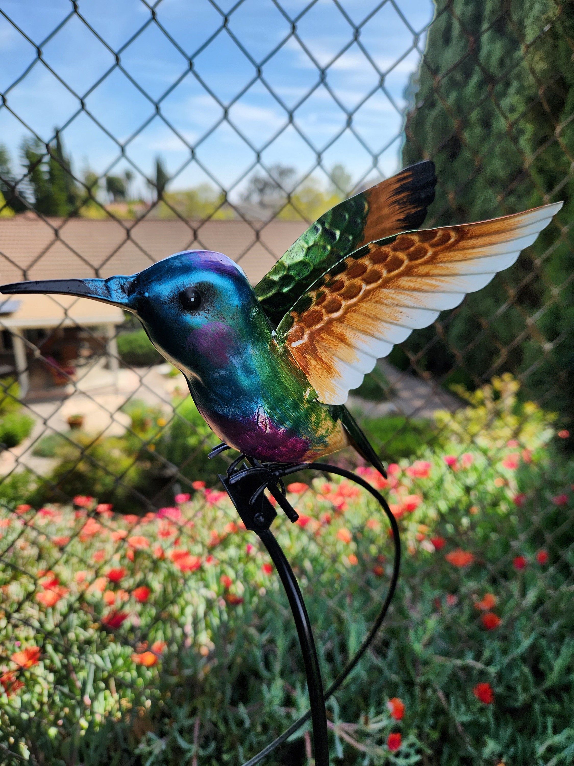 Rocking Garden Stake Backyard Decor Humming Bird Butterfly Farm Animal ...
