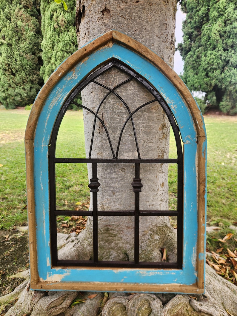 Window Arch, Wooden Decor With Metal Bar Distress Paduo Wall Decoration ...