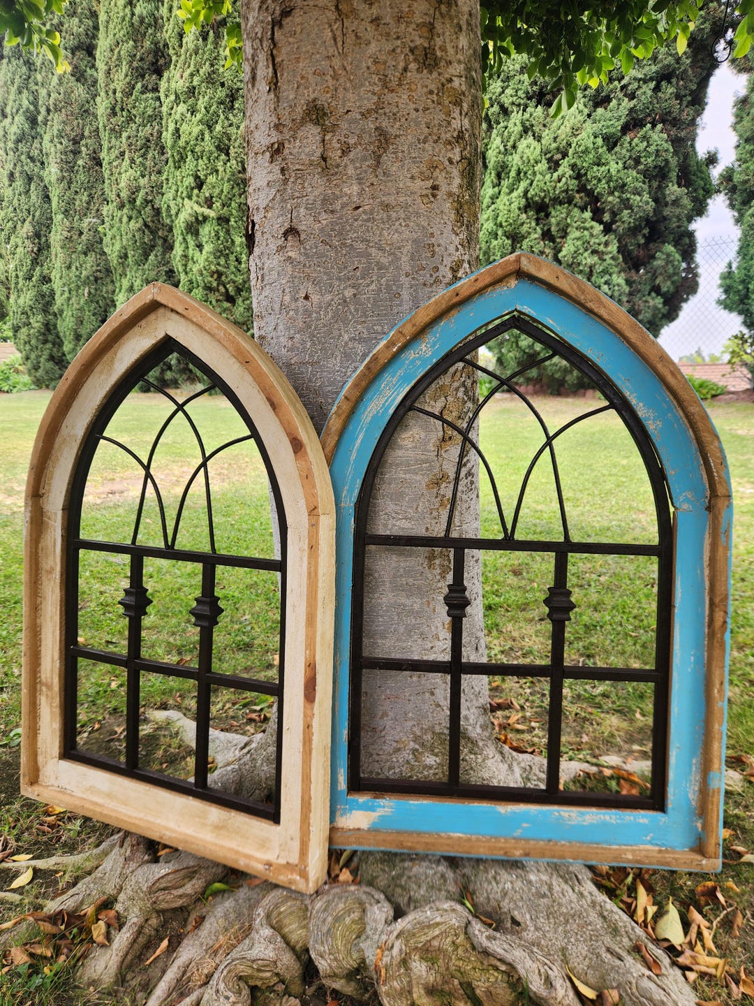 Window Arch, Wooden Decor With Metal Bar Distress Paduo Wall Decoration ...