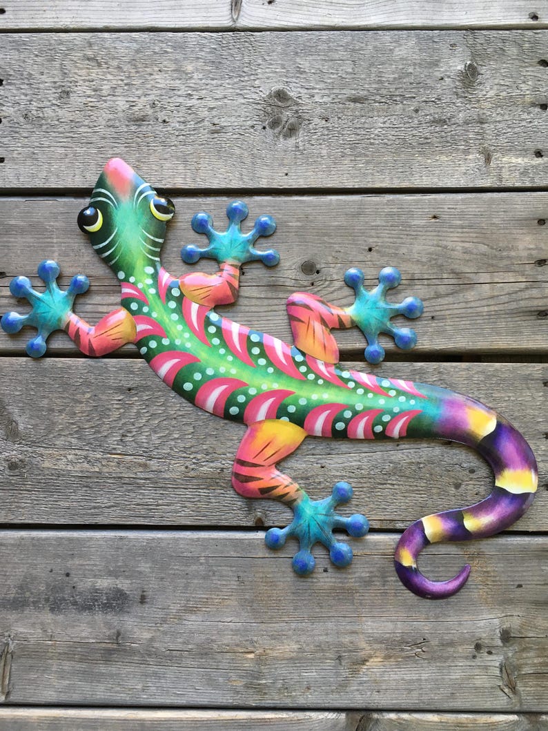 Large 18 Metal Gecko, Wall Decor, Home Decor, CHOOSE Color - Etsy