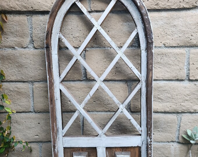 37" Pescato Farmhouse Arch Wood, Cathedral Window, Primitive, Rustic ...