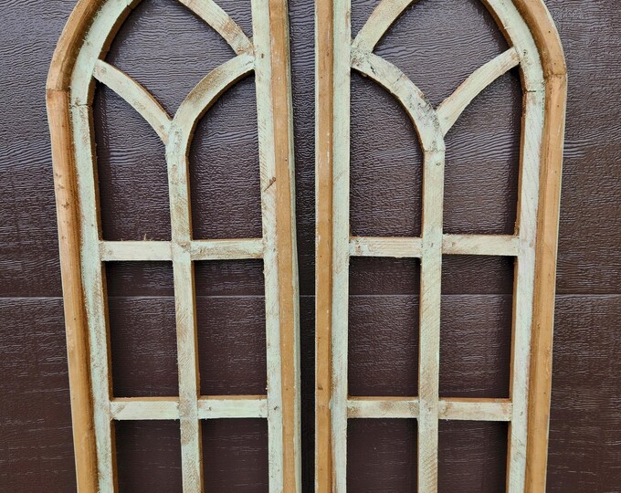 Set of 2 Barito Arch Wood Cathedral Window Rustic Pcs 36" Choose COLOR ...