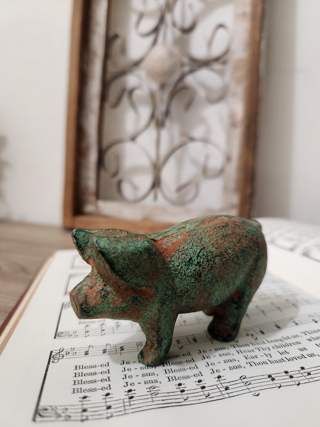 Pig Statue Cast Iron Home Decor Book Weight - Etsy