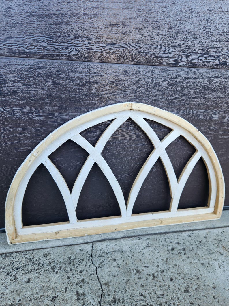 Arch Wood Window Frame Rustic Hanging Wall Decor Half Moon House Art ...
