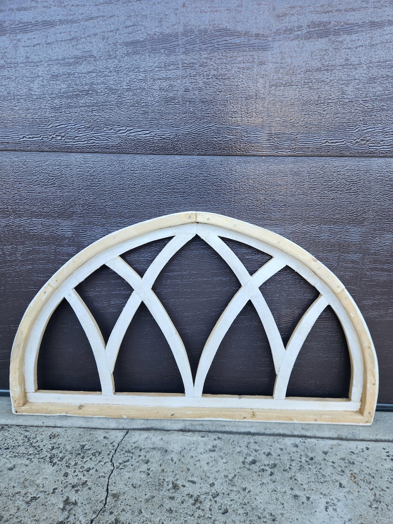 Arch Wood Window Frame Rustic Hanging Wall Decor Half Moon House Art ...