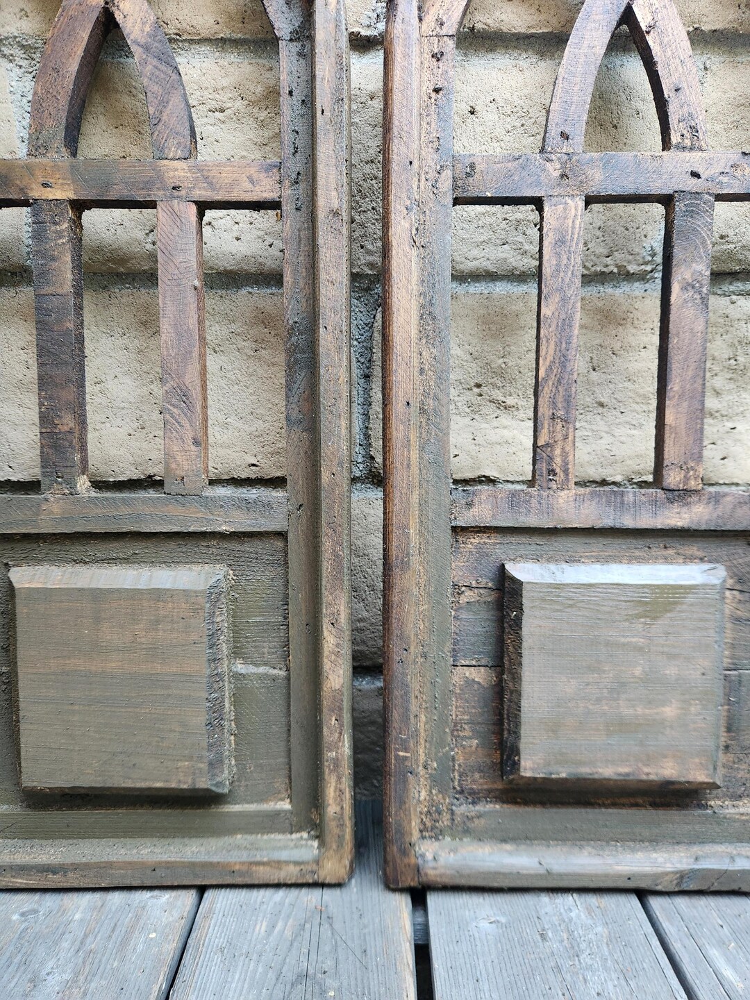 Set of 2 Remito Farmhouse Arch Wood Window Frame Rustic Shabby Chic ...