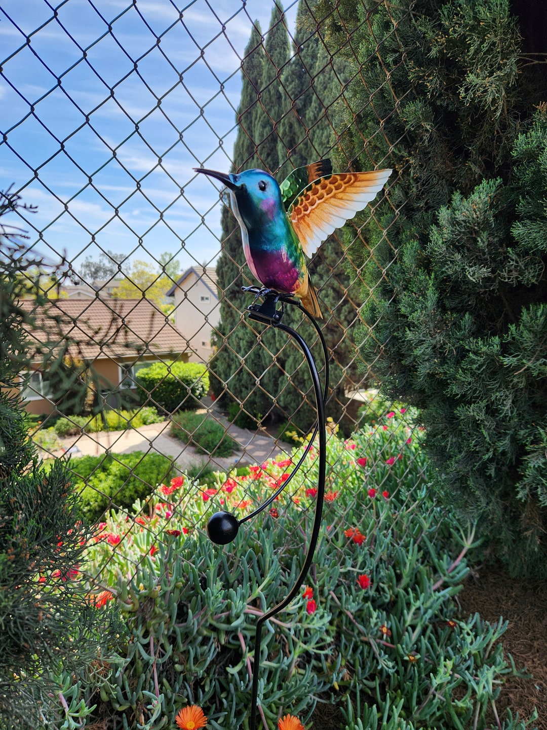Rocking Garden Stake Backyard Decor Humming Bird Butterfly Farm Animal ...