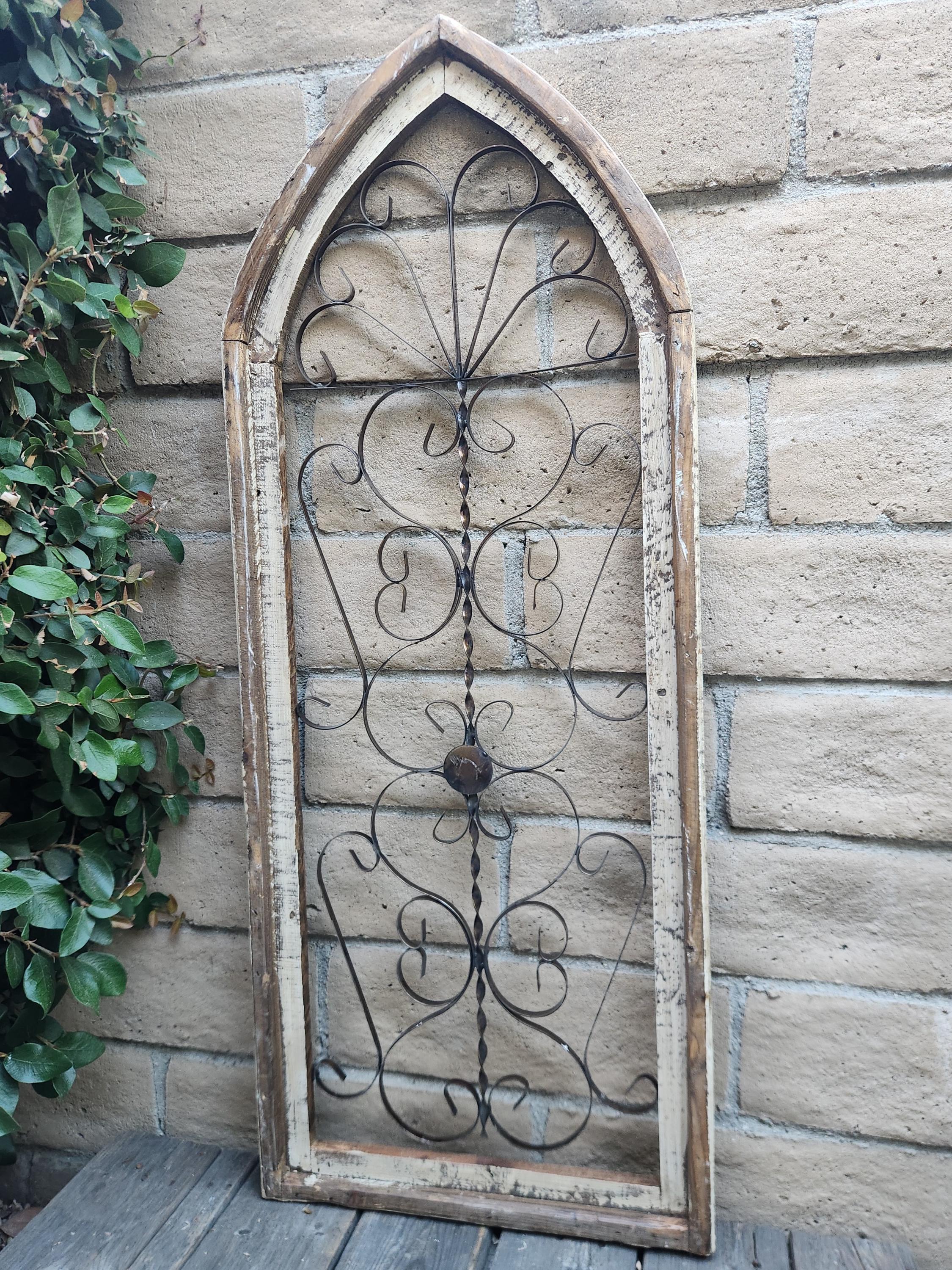Farmhouse Arch Wood Cathedral Window Rustic Distress Ferrato 45.5" H - Etsy