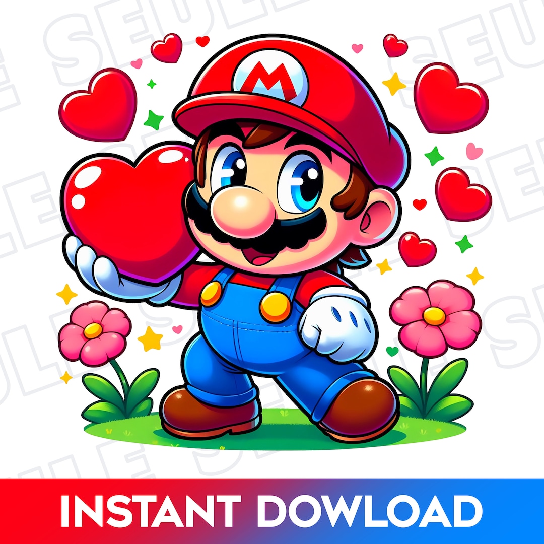 Mario Love Png, Valentines Png, Mario Bros Valentines Png, Super Mario ...