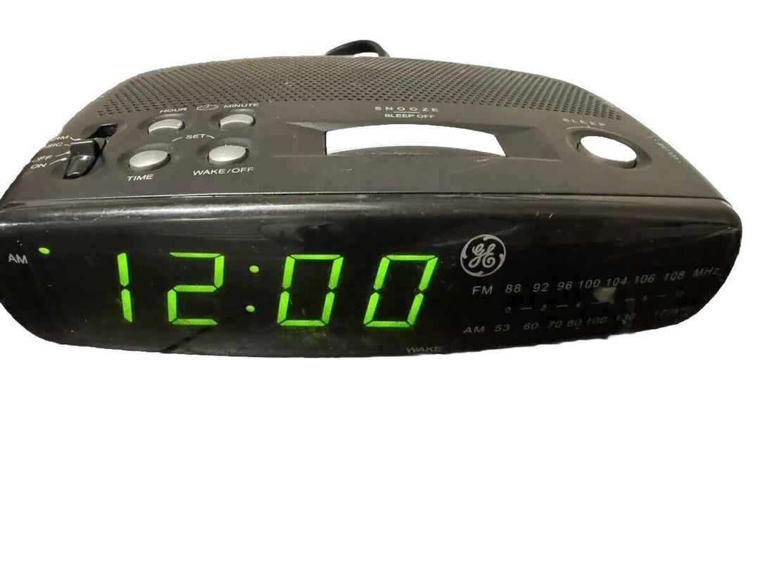 Vintage GE Digital Alarm Clock Radio Black Model 7-4836B Tested Works ...