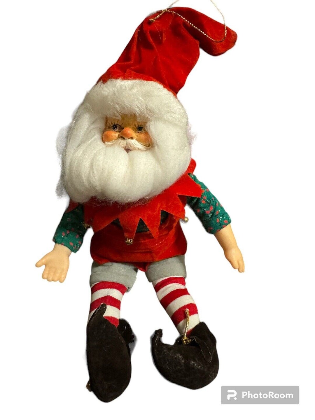 Vintage 80s Santa Bending Posing Arms Legs Sit Stand Plastic Face Hands ...