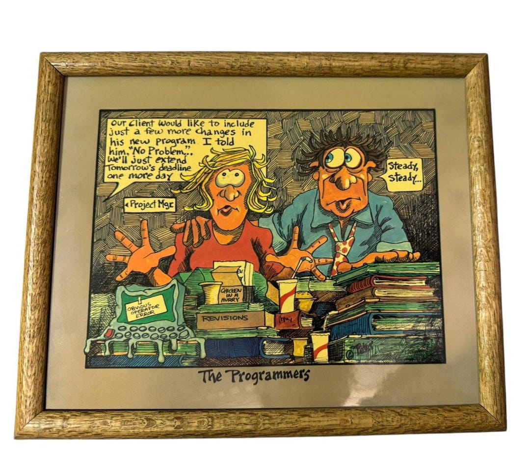 Vintage PETER PRINTS Computer Programmer Comic Strip Cartoon Print ...