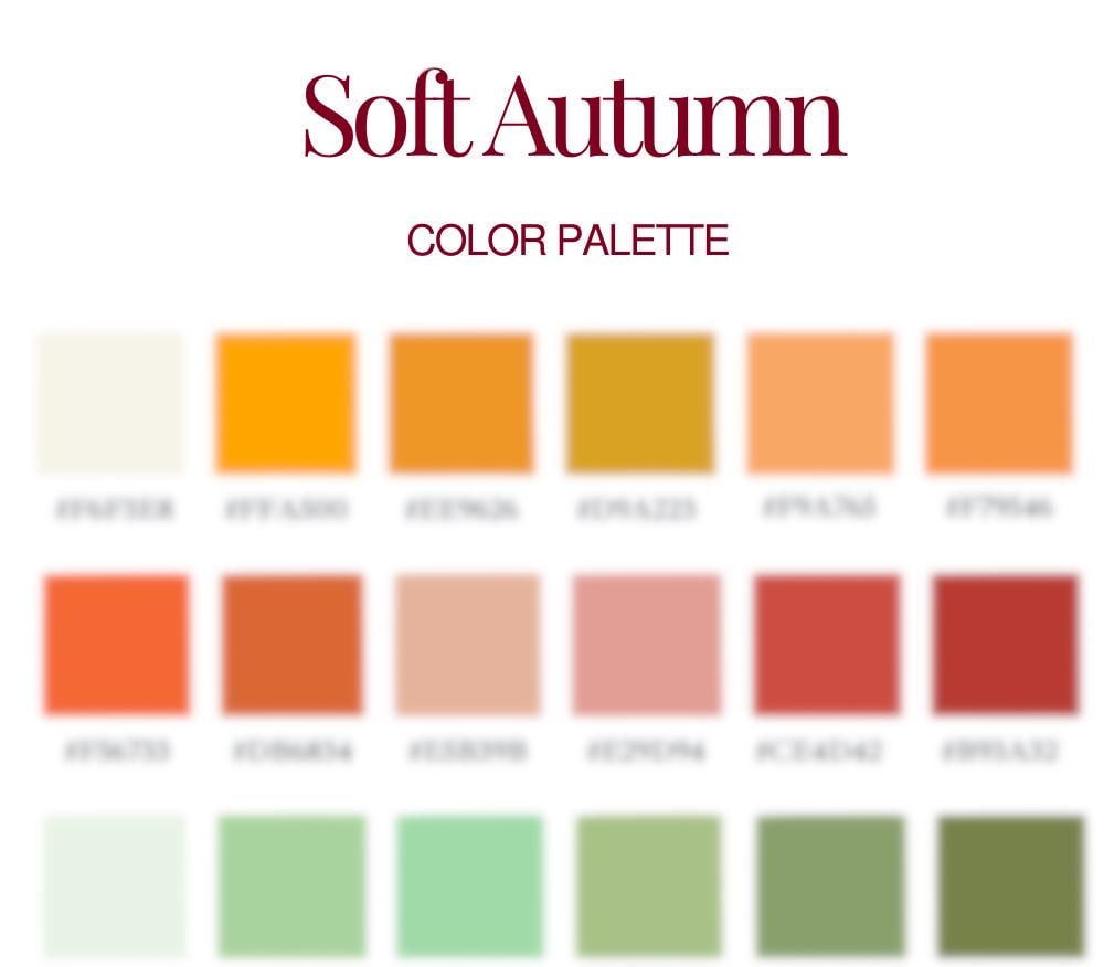 Seasonal Color Analysis - Soft Autumn Color Palette With Hex Codes - Etsy