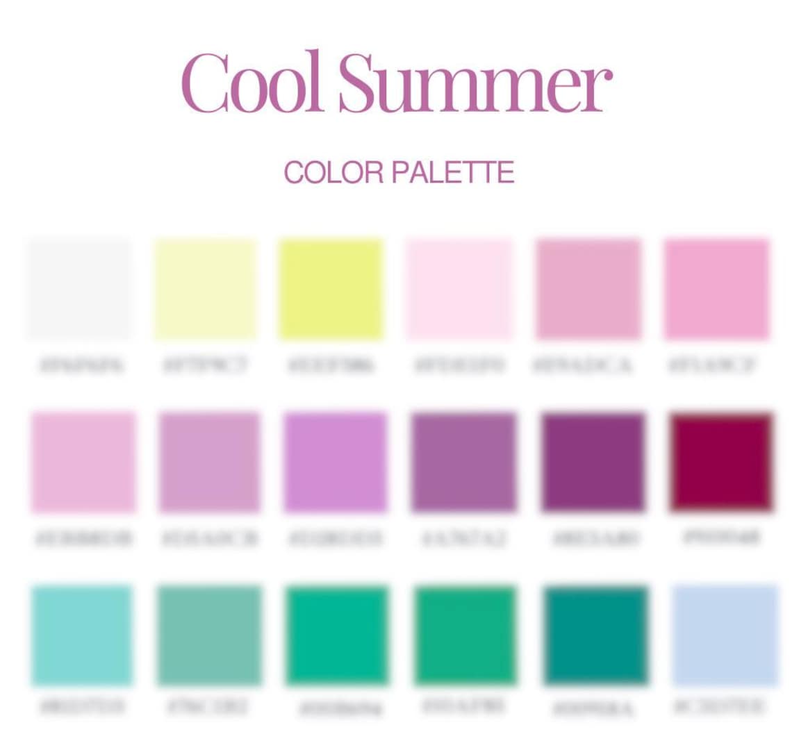 Seasonal Color Analysis - Cool Summer Color Palette With Hex Codes - Etsy