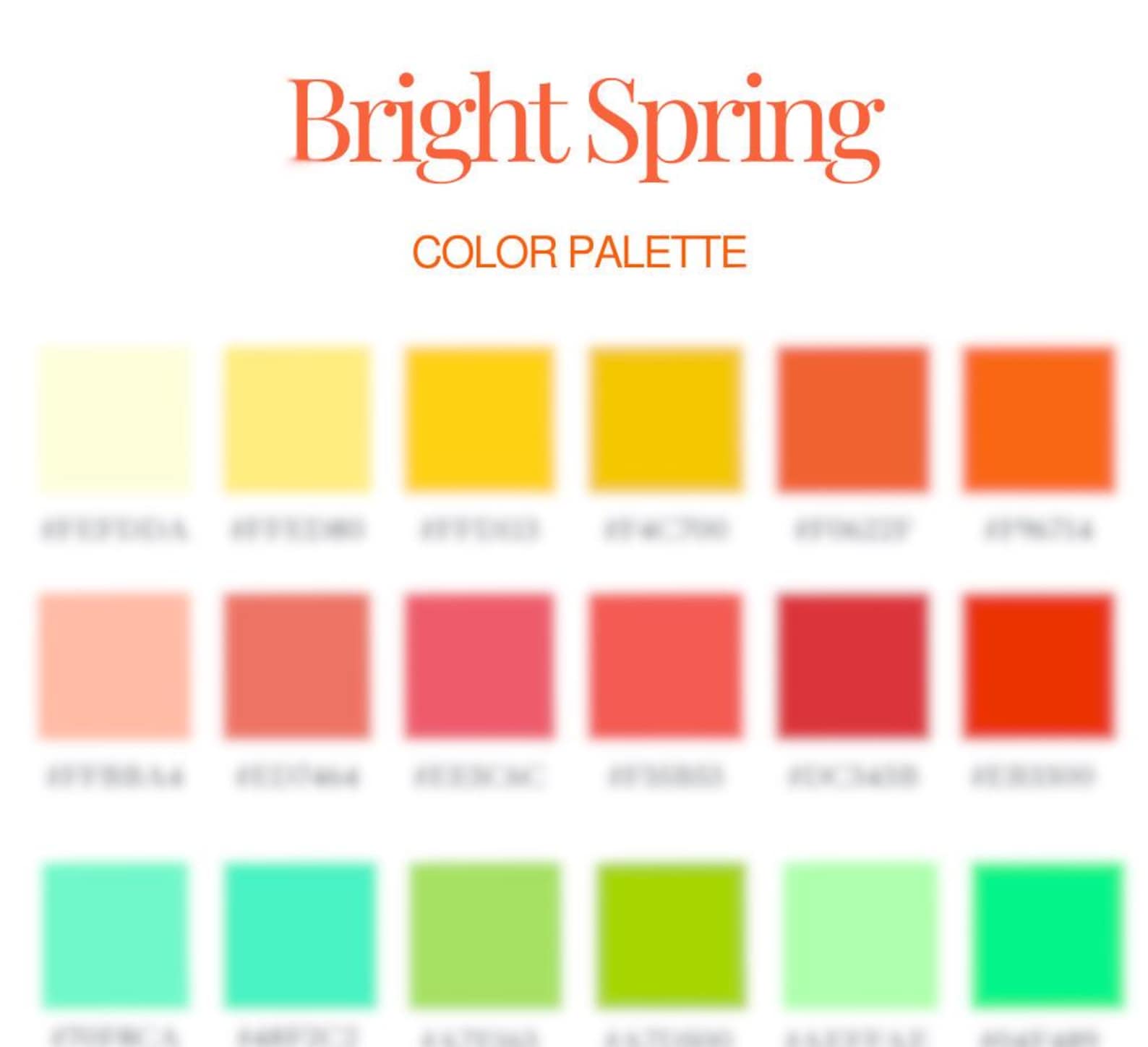 Seasonal Color Analysis - Bright Spring Color Palette With Hex Codes - Etsy