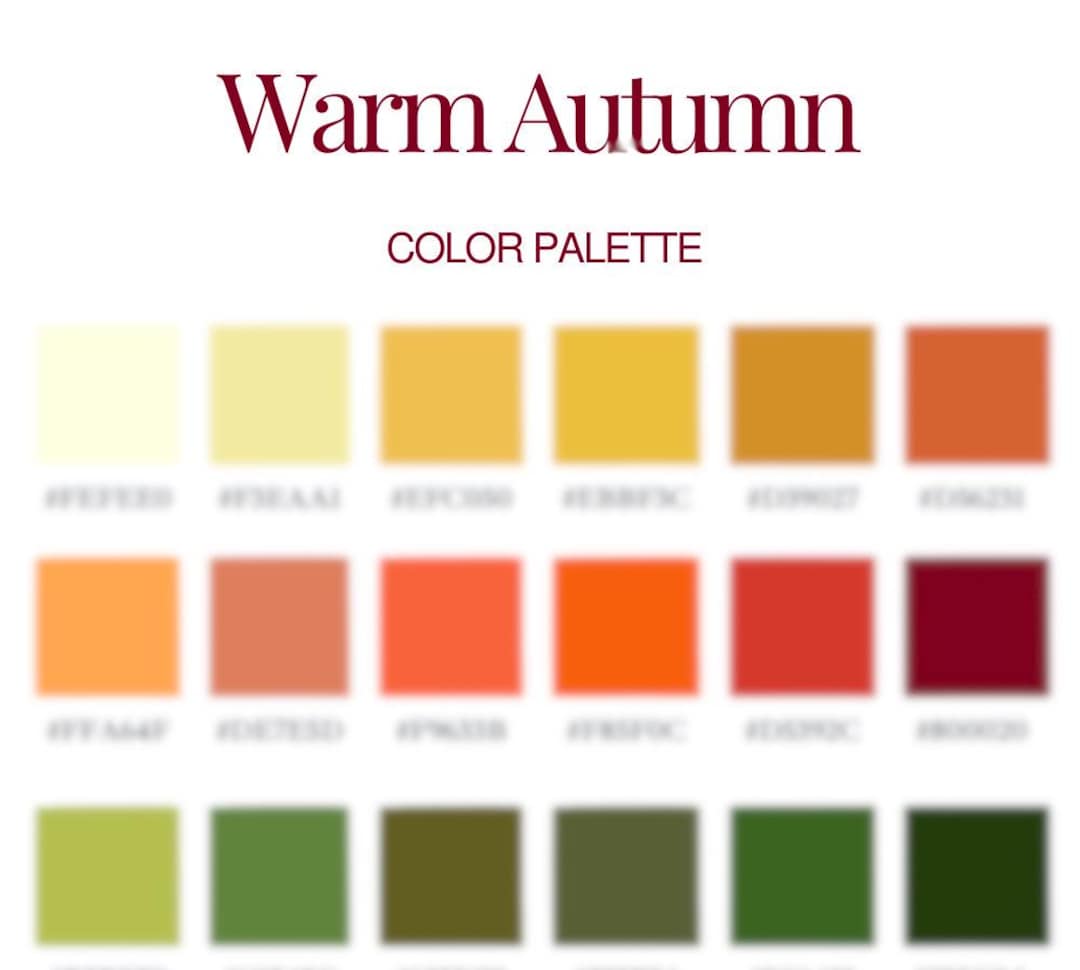 Seasonal Color Analysis - Warm Autumn Color Palette With Hex Codes - Etsy