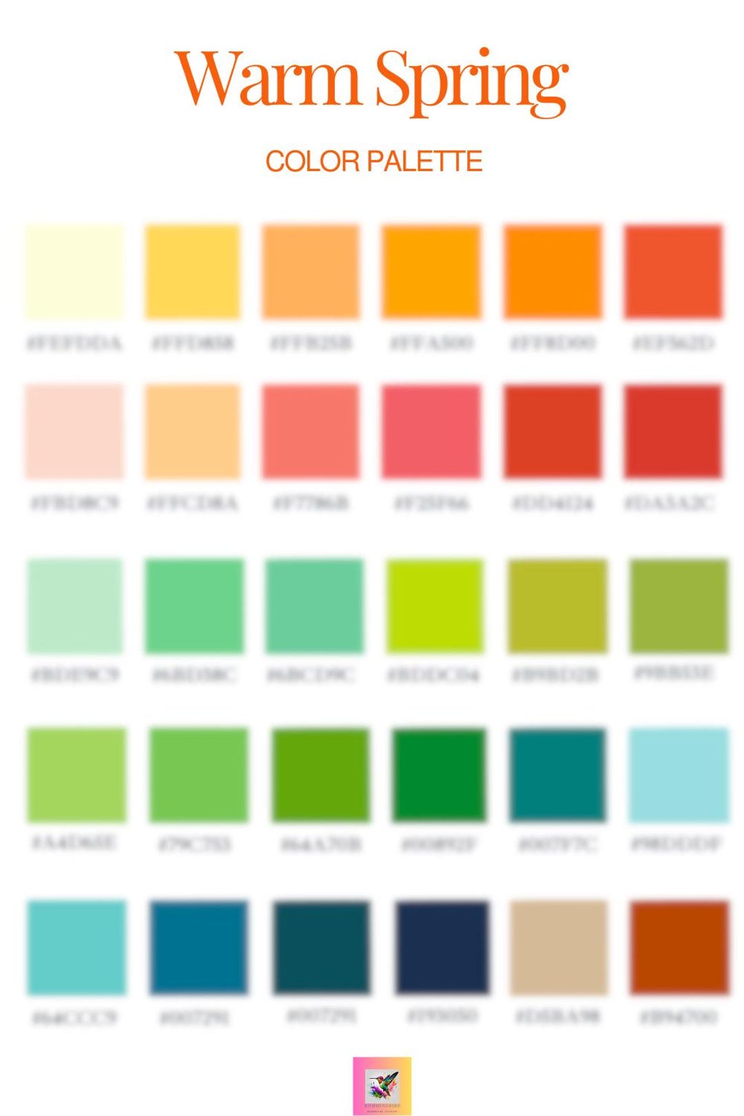Warm Spring Color Palette With Hex Codes - Etsy