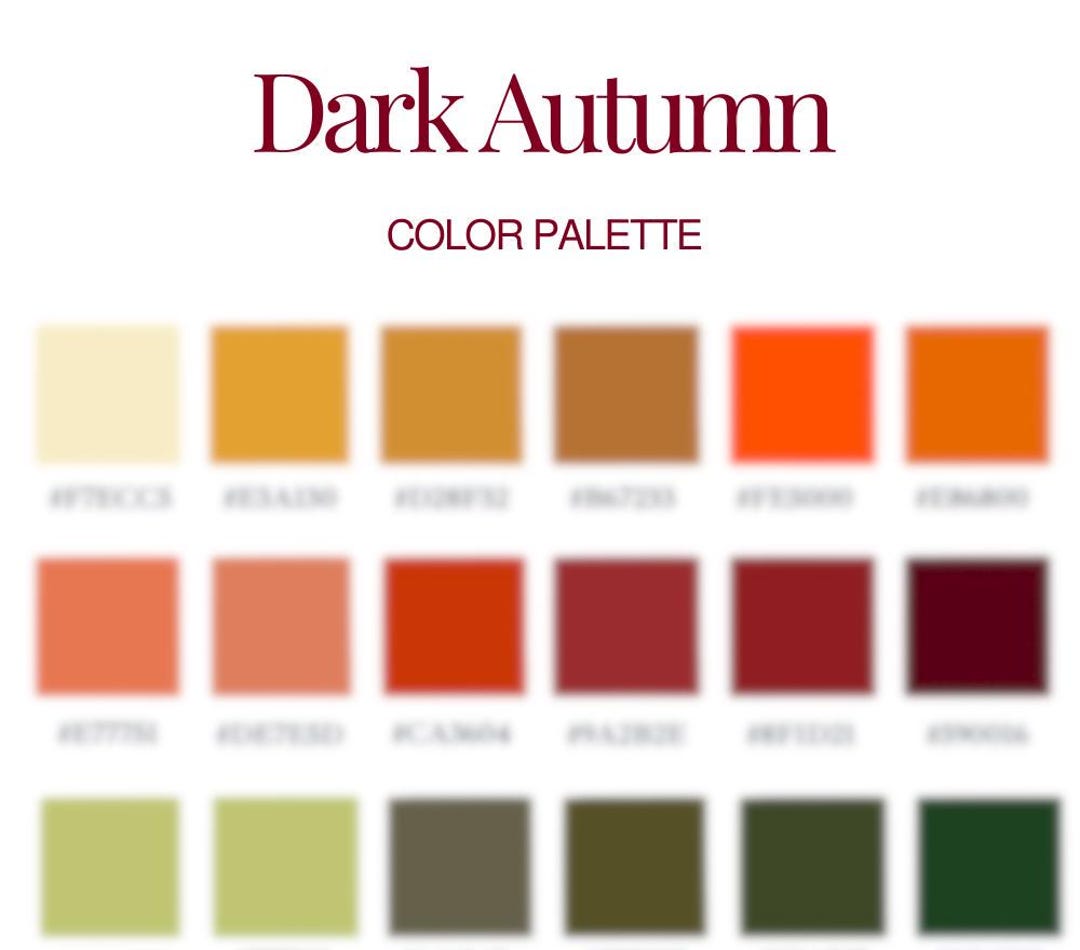 Seasonal Color Analysis - Dark Autumn Color Palette With Hex Codes - Etsy