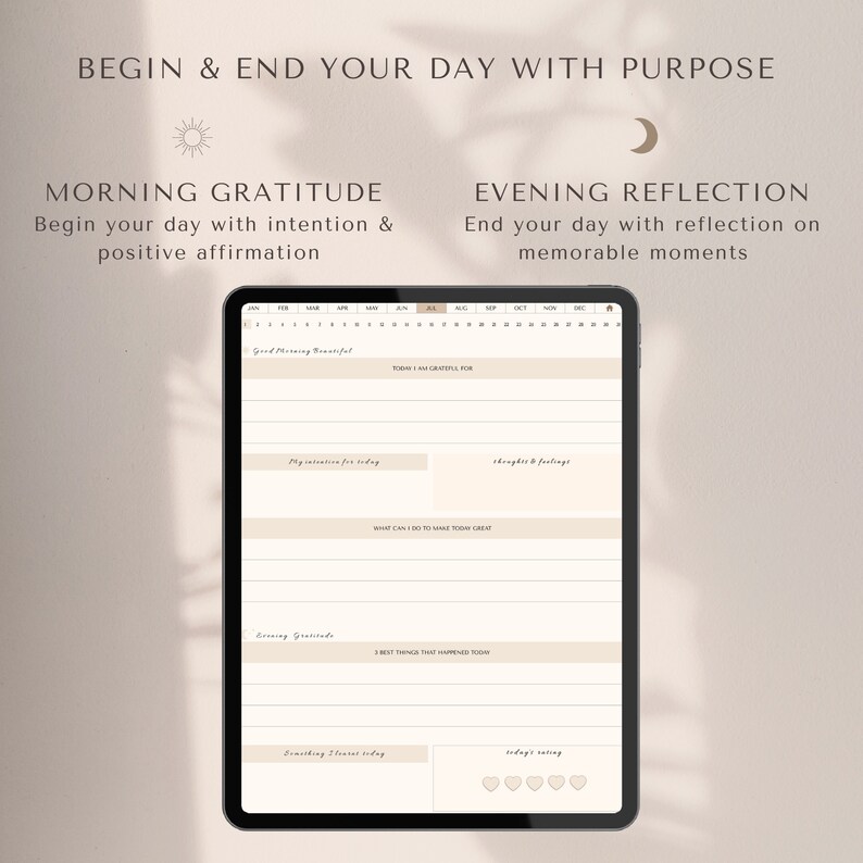 Digital Gratitude Journal, Daily Journal for Ipad, Goodnotes, Morning ...