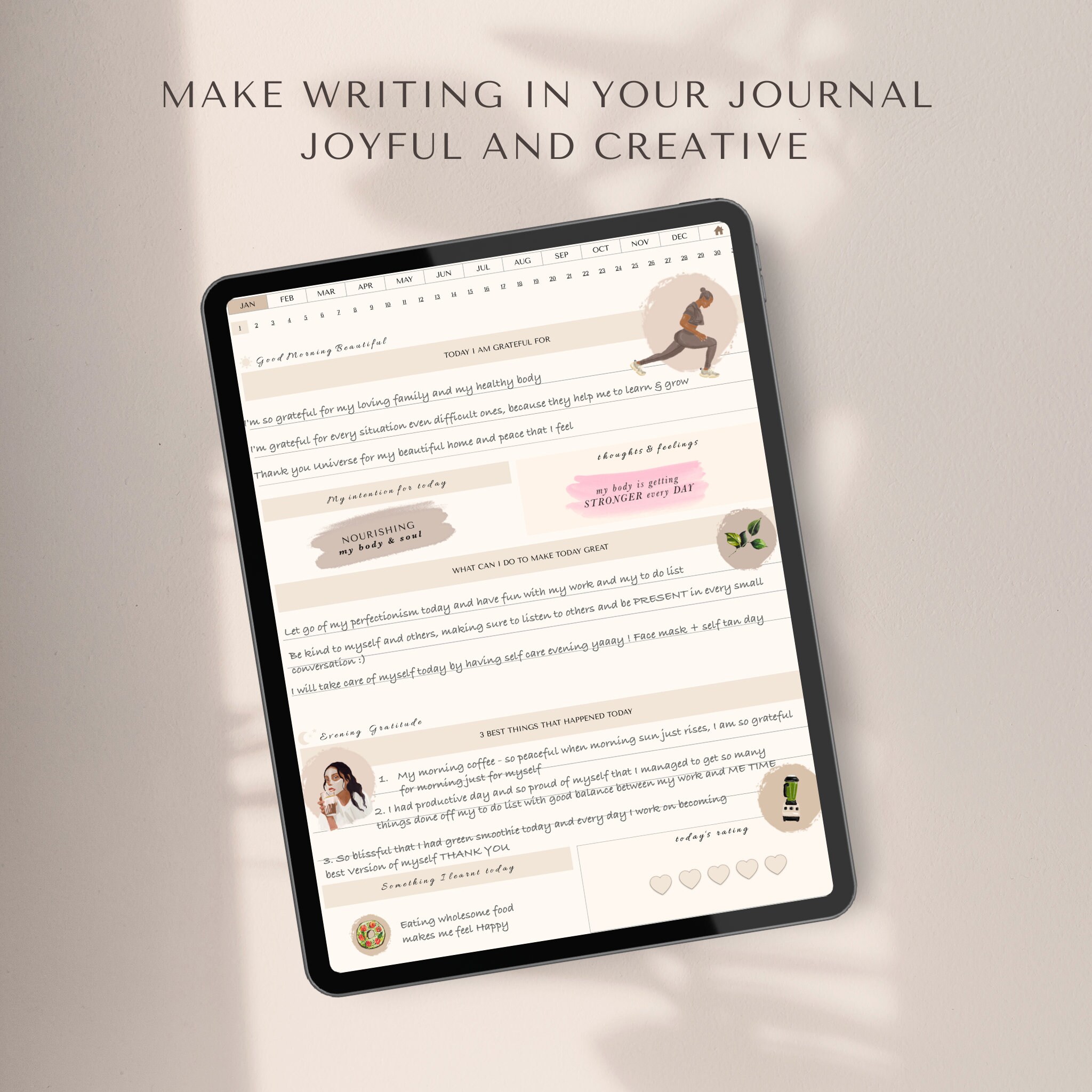 Digital Gratitude Journal, Daily Journal for Ipad, Goodnotes, Morning ...