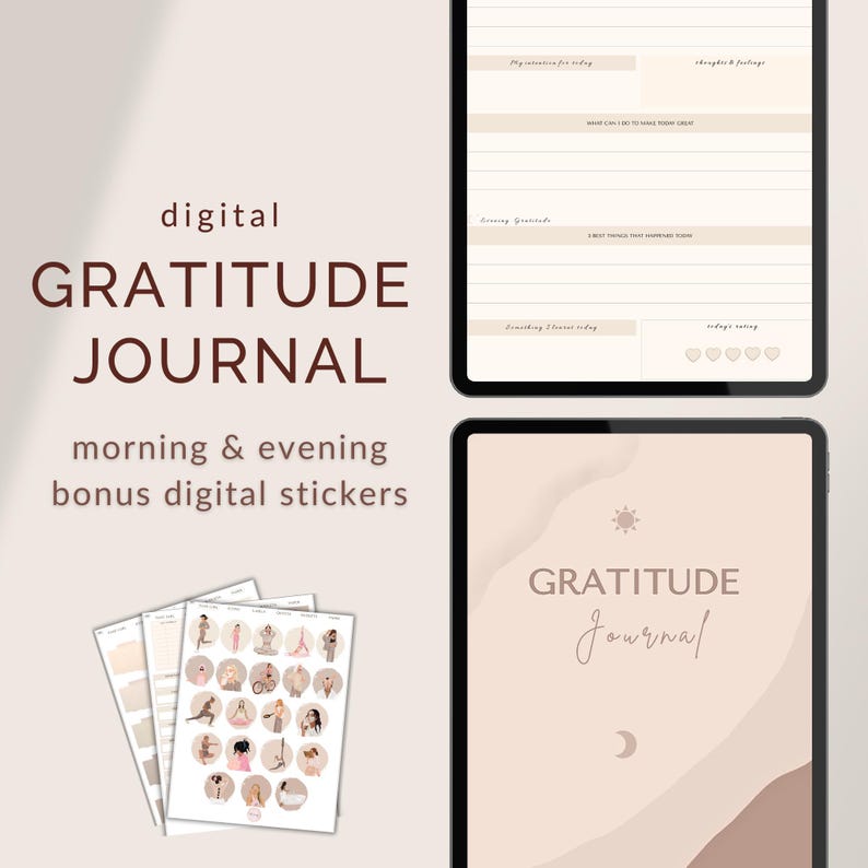Digital Gratitude Journal, Daily Journal for Ipad, Goodnotes, Morning ...