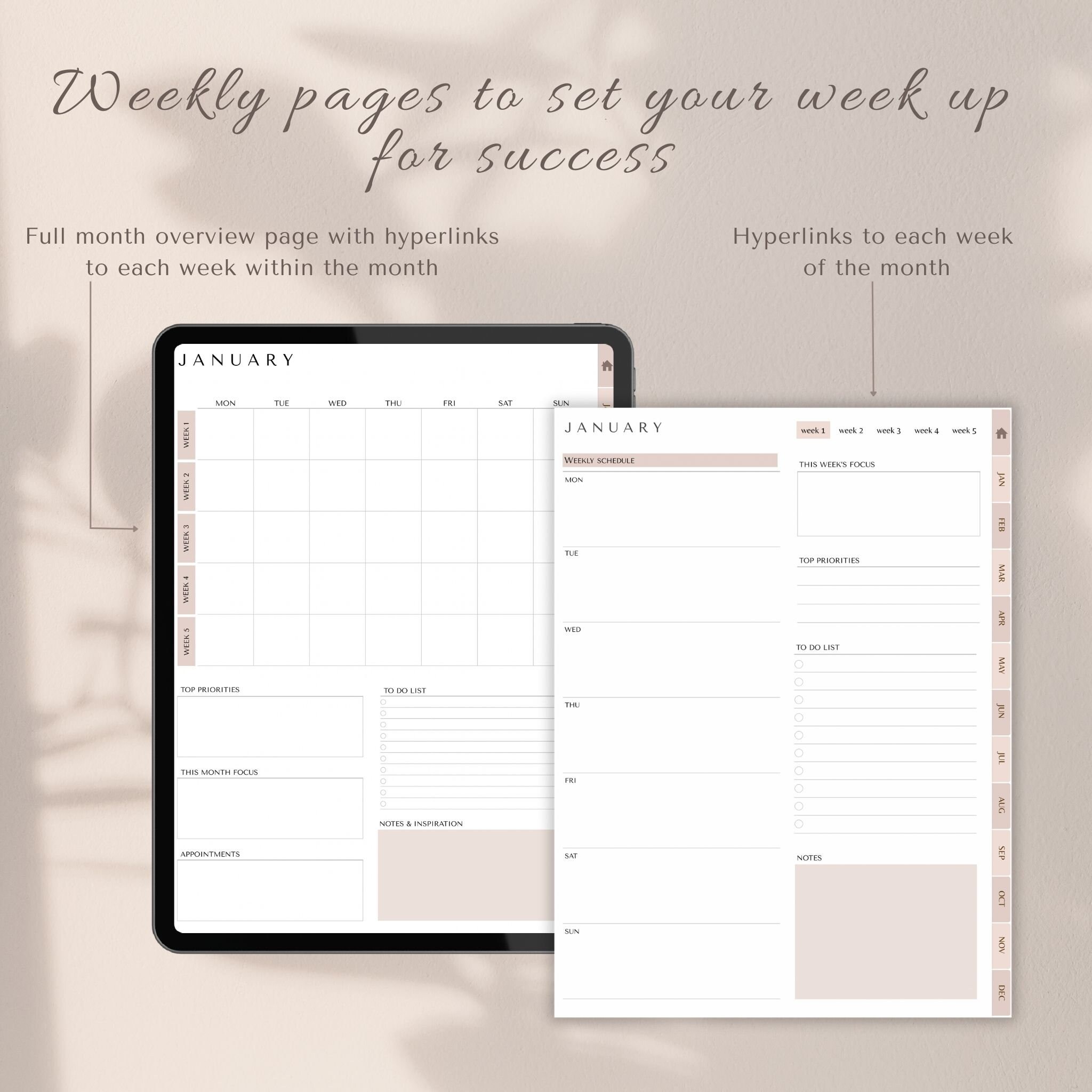 Simple Digital Planner, Minimalist Undated Planner, iPad Planner ...