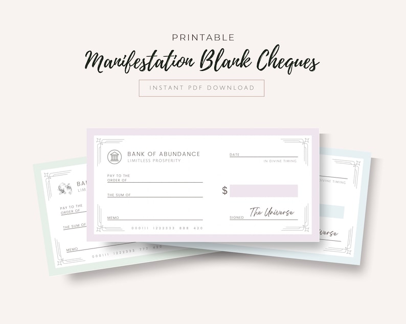 Manifestation Printable Cheques, Manifestation Blank Checks, Cheque ...