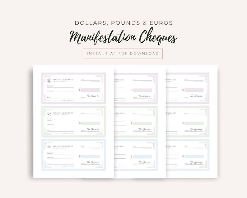 Manifestation Printable Cheques, Manifestation Blank Checks, Cheque ...