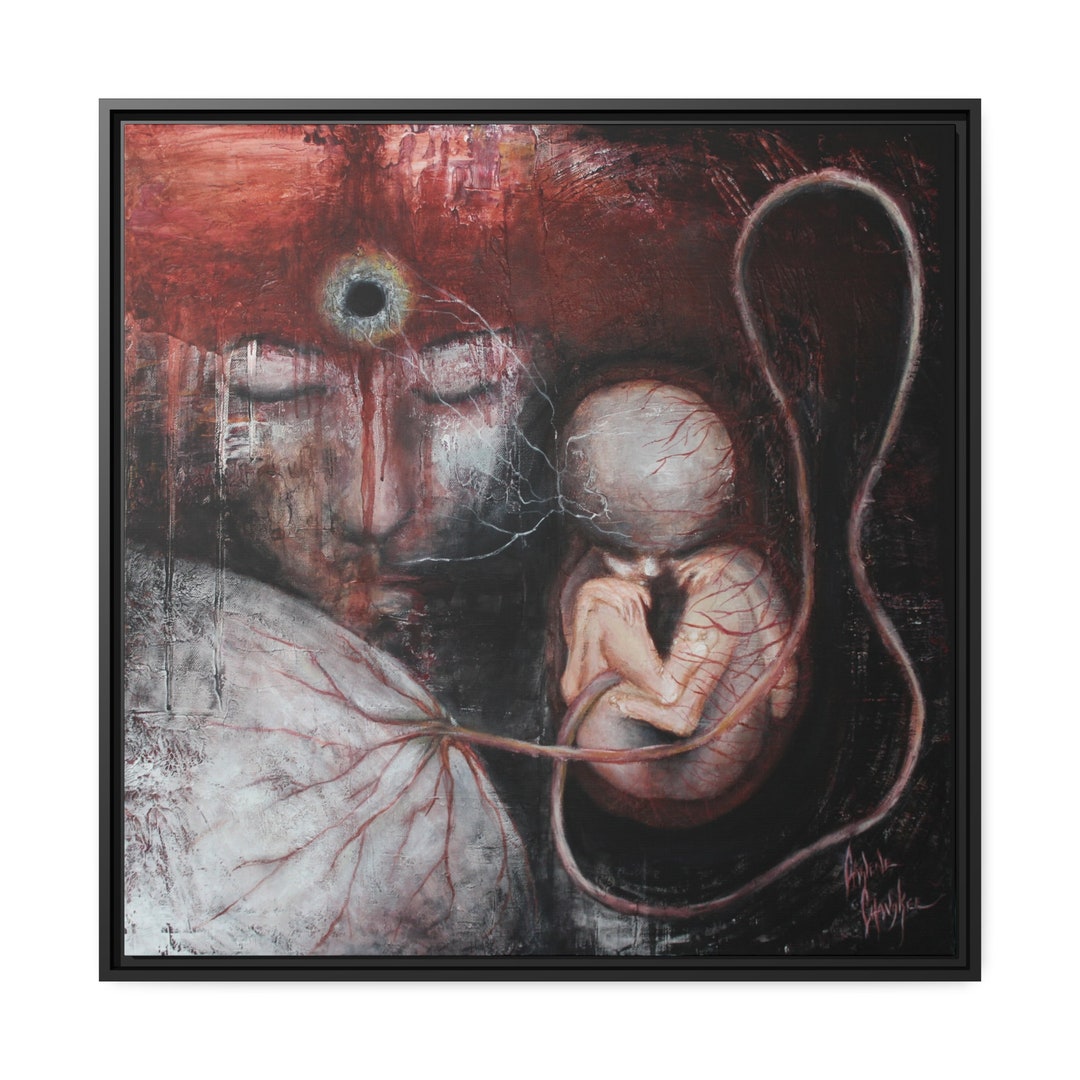 Interconnection Original Artwork Print on Matte Canvas, Black Frame ...