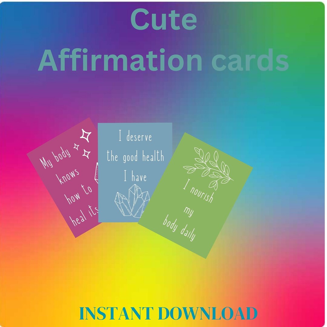 48 Cute Digital Download Affirmation Cards - Etsy