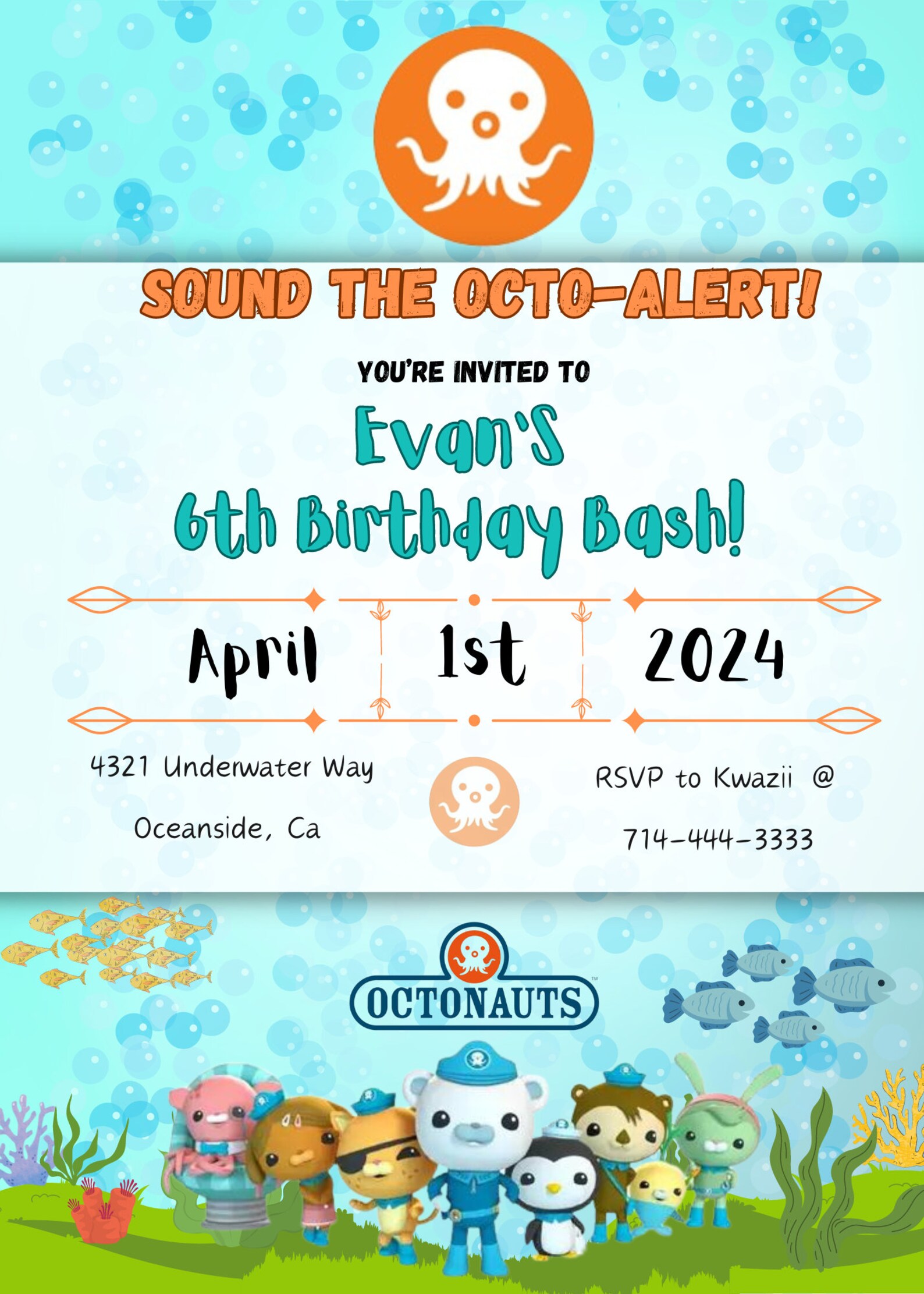 Octonauts Birthday Invitation, Underwater Invitation, Birthday ...