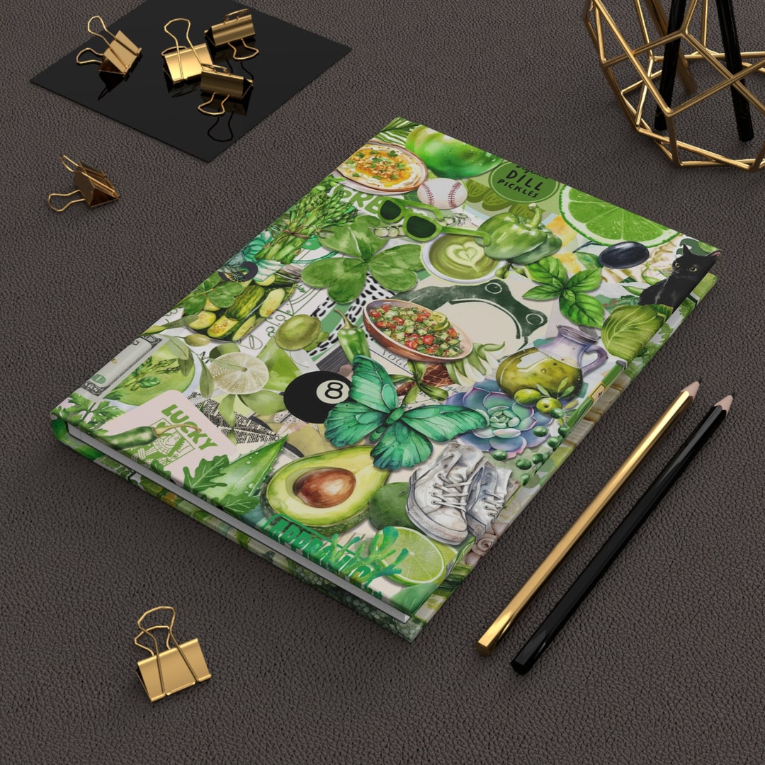 Green Collage Art Hardcover Journal Lined Notebook With Full-wrap ...