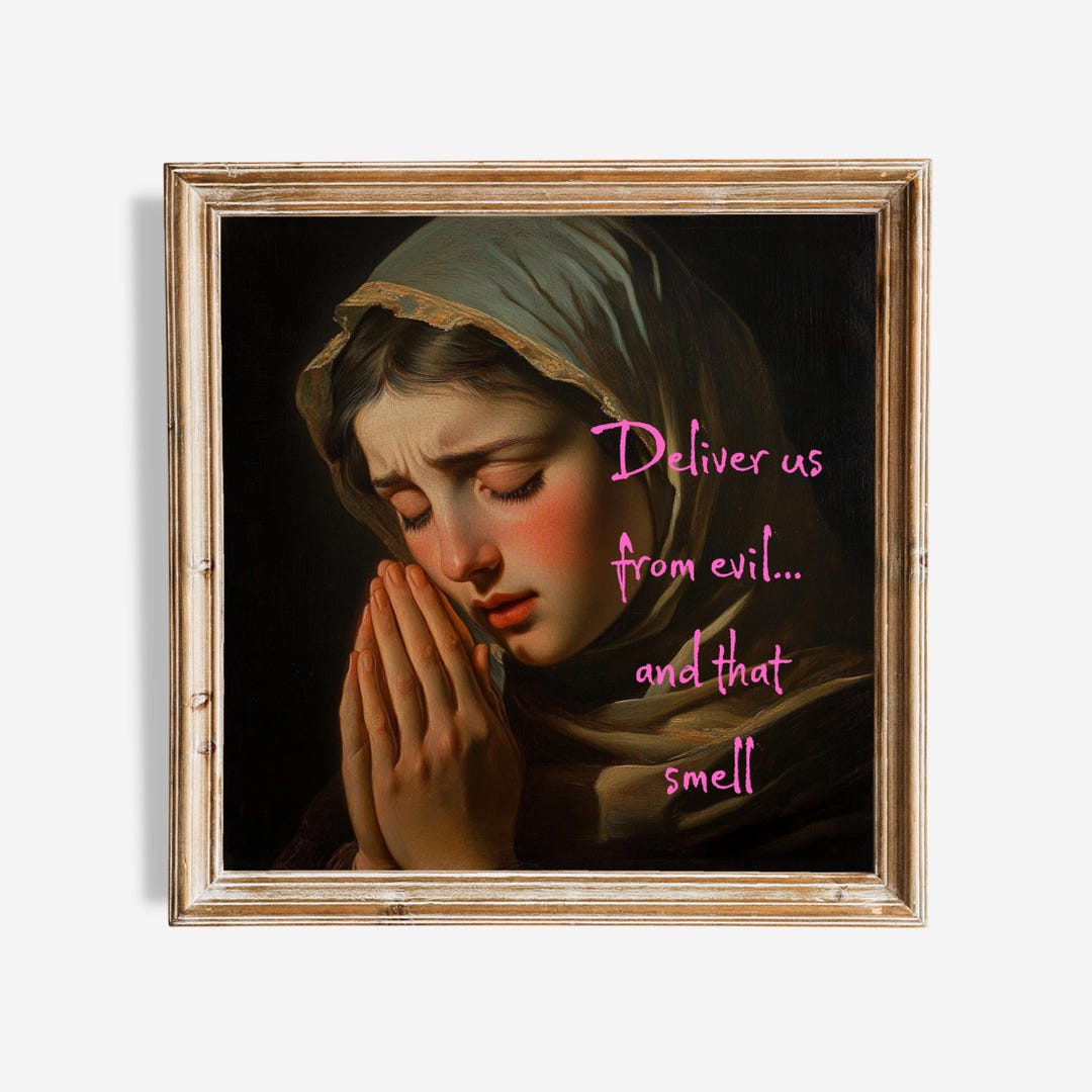 Mother Mary Funny Bathroom Wall Art |mary Prayer Oil Painting | Quirky ...