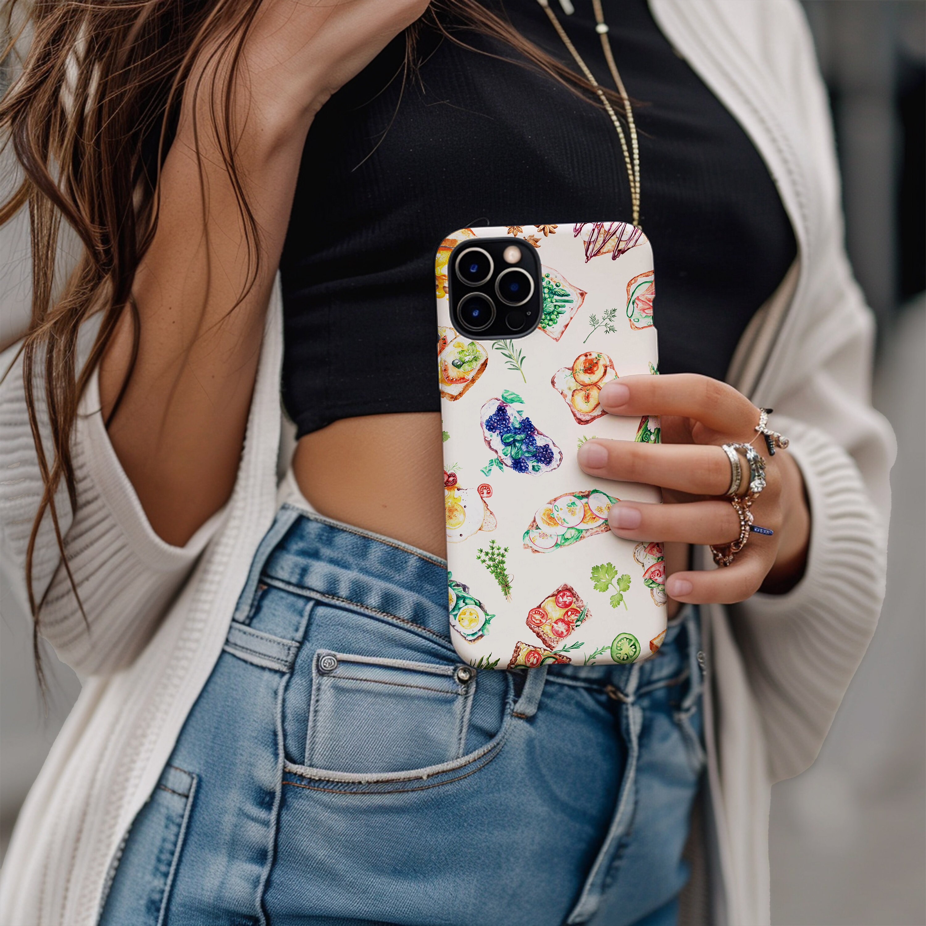 Sandwich Food Watercolor Collage Phone Case. Scrapbook Collage Style ...