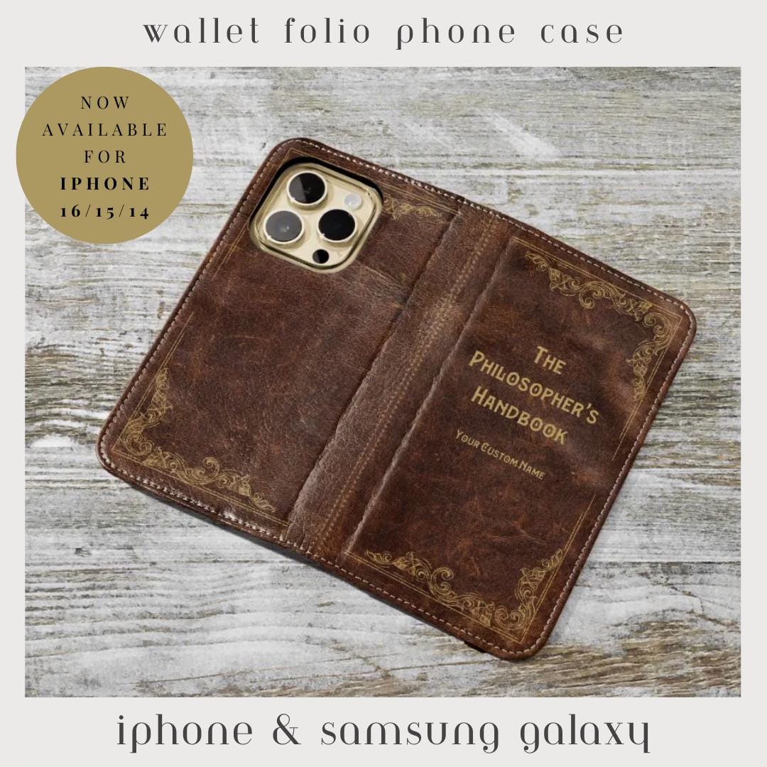 Philosopher's Handbook Vegan Leather Wallet Phone Case Customizable ...