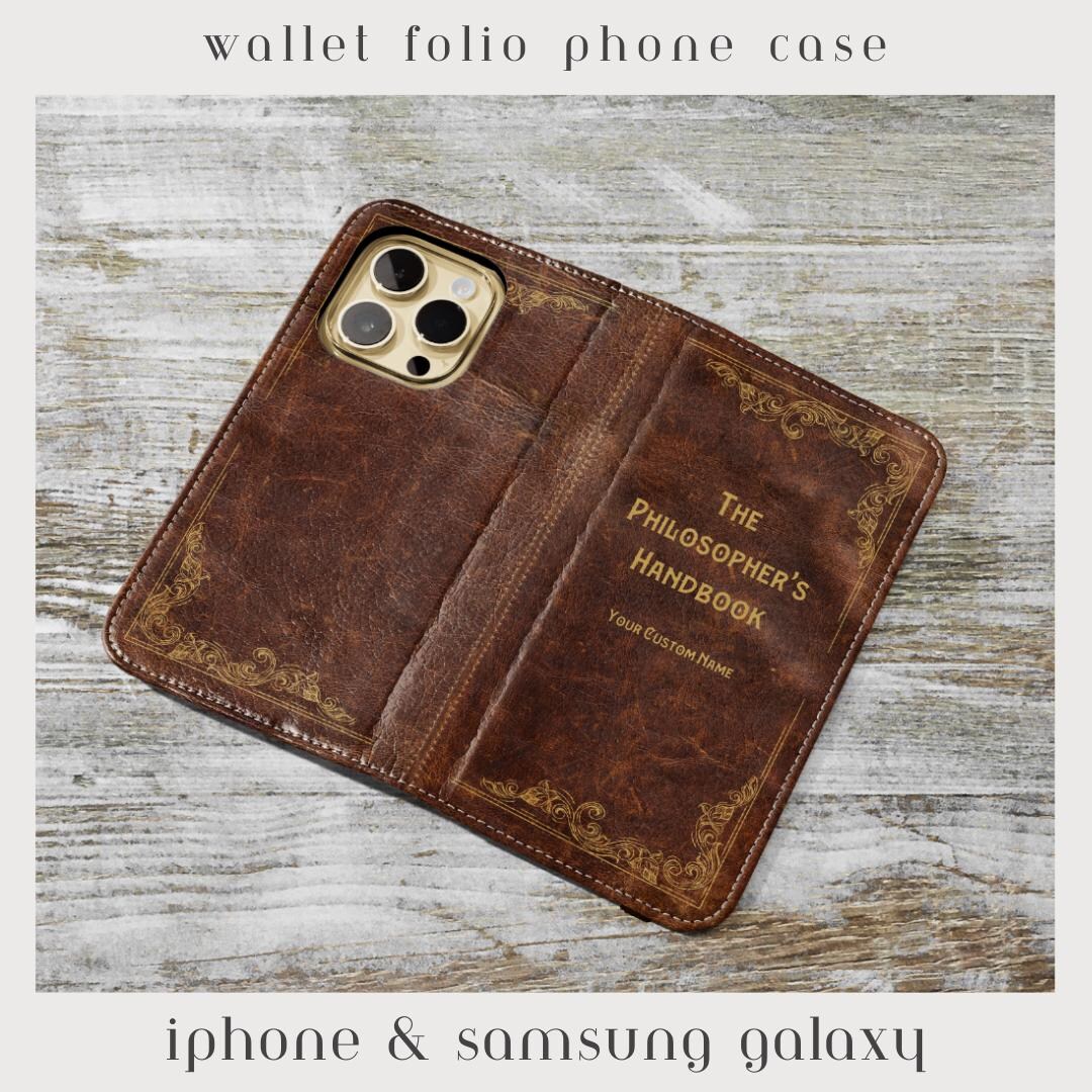 Philosopher's Handbook Vegan Leather Wallet Phone Case Customizable ...