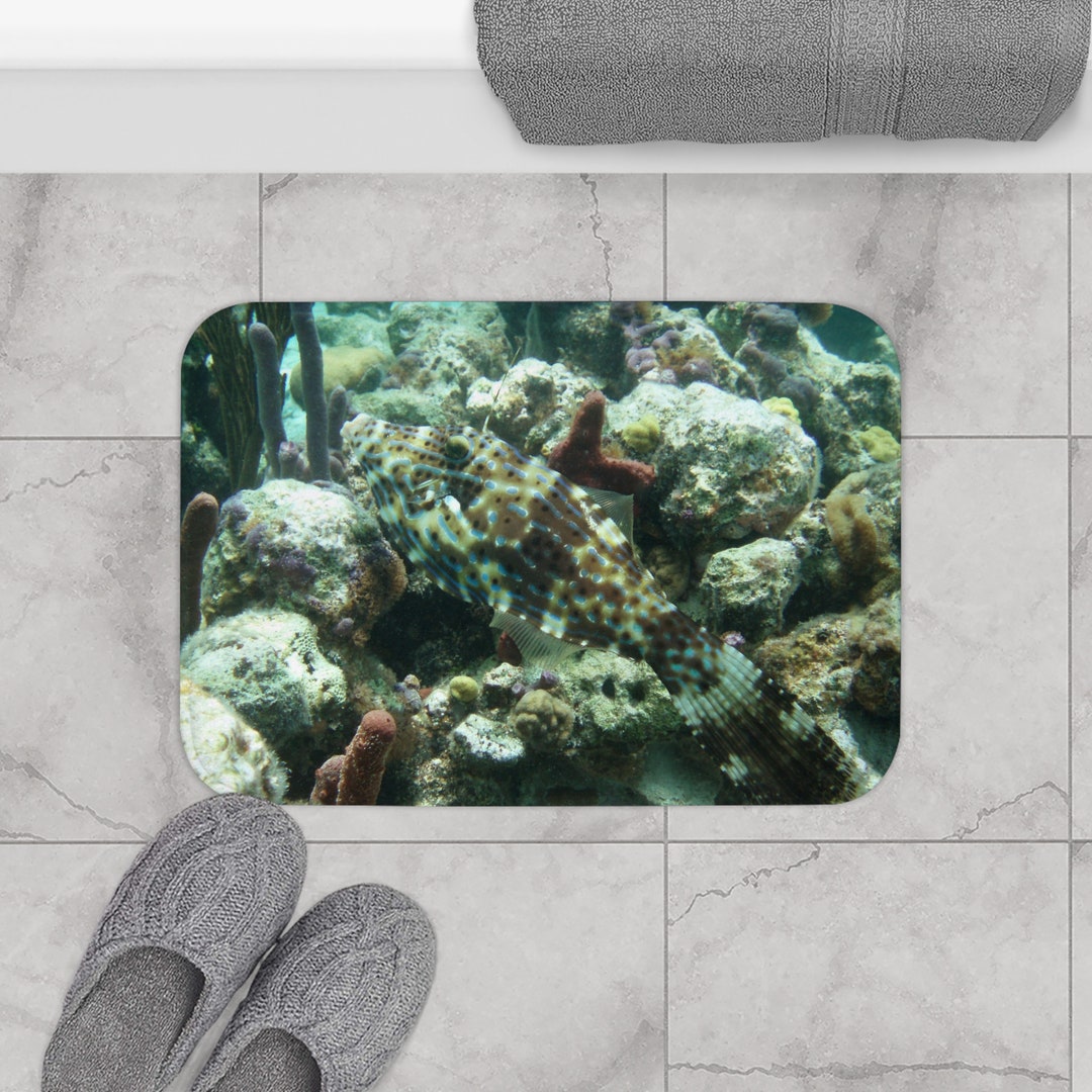Aquarium With Coral & Fish Bath Mat - Etsy